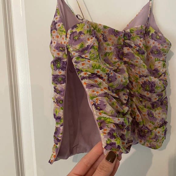 Zara | Tops | Zara Floral Ruched Cami Top | Poshmark